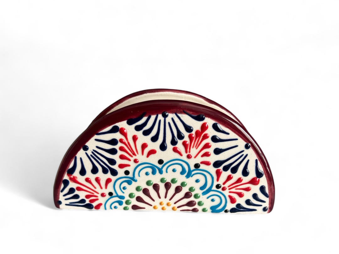 Ceramic Talavera Napkin Holder, Traditional Multicolored Confetti ...
