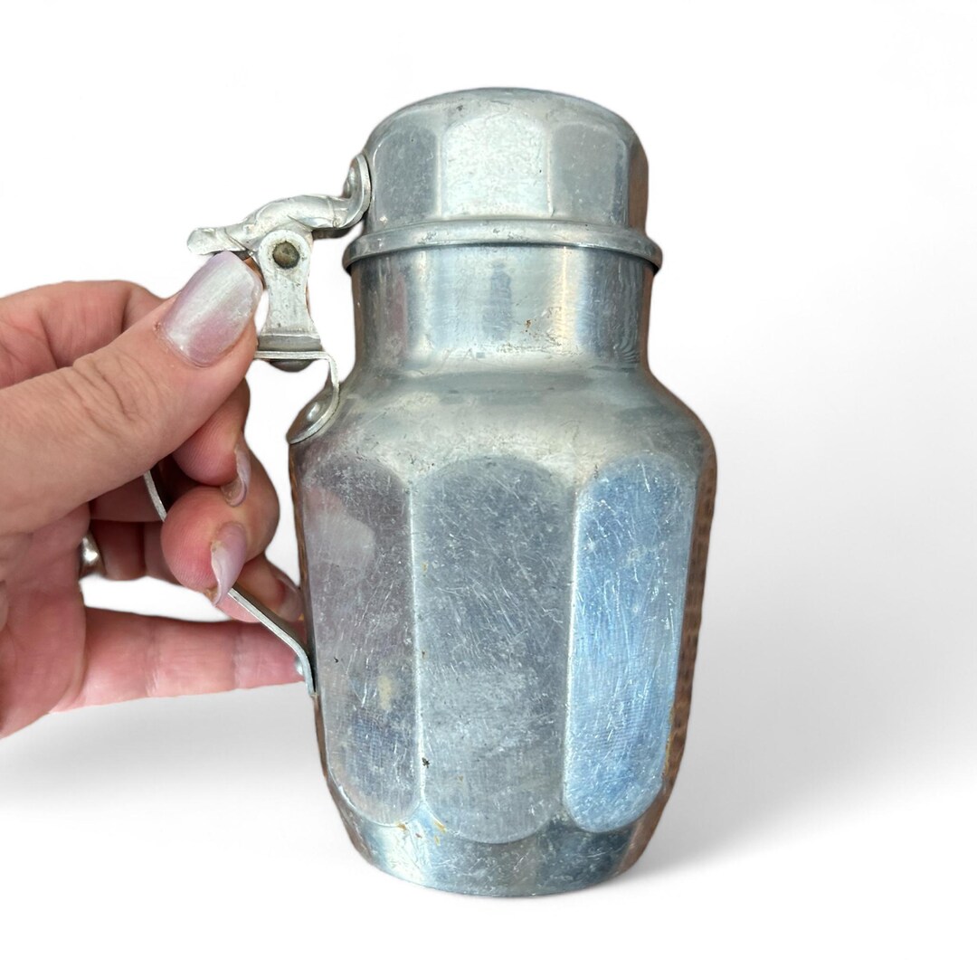 Vintage Karo Syrup Pitcher - Aluminum, Retro, Decorative Thumb Push ...