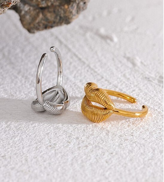 PVD 18K Gold Plated Open Lips Ring, Mouth Ring, Large Lips Ring, Coil ...