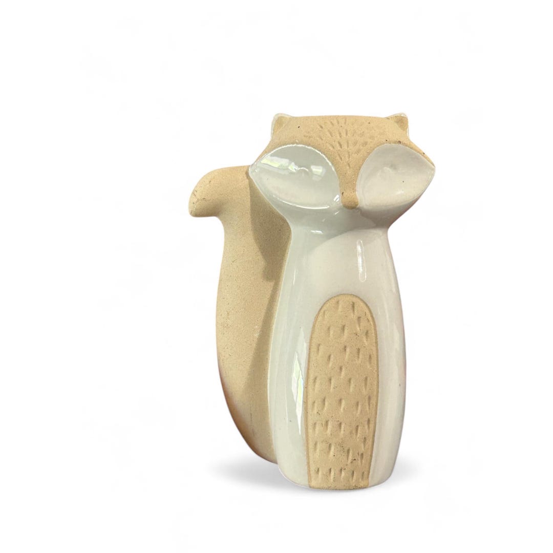 Cute Fox Vase Planter , Tan Ivory Ceramic Fox Shaped Vase, Ceramic Fox ...