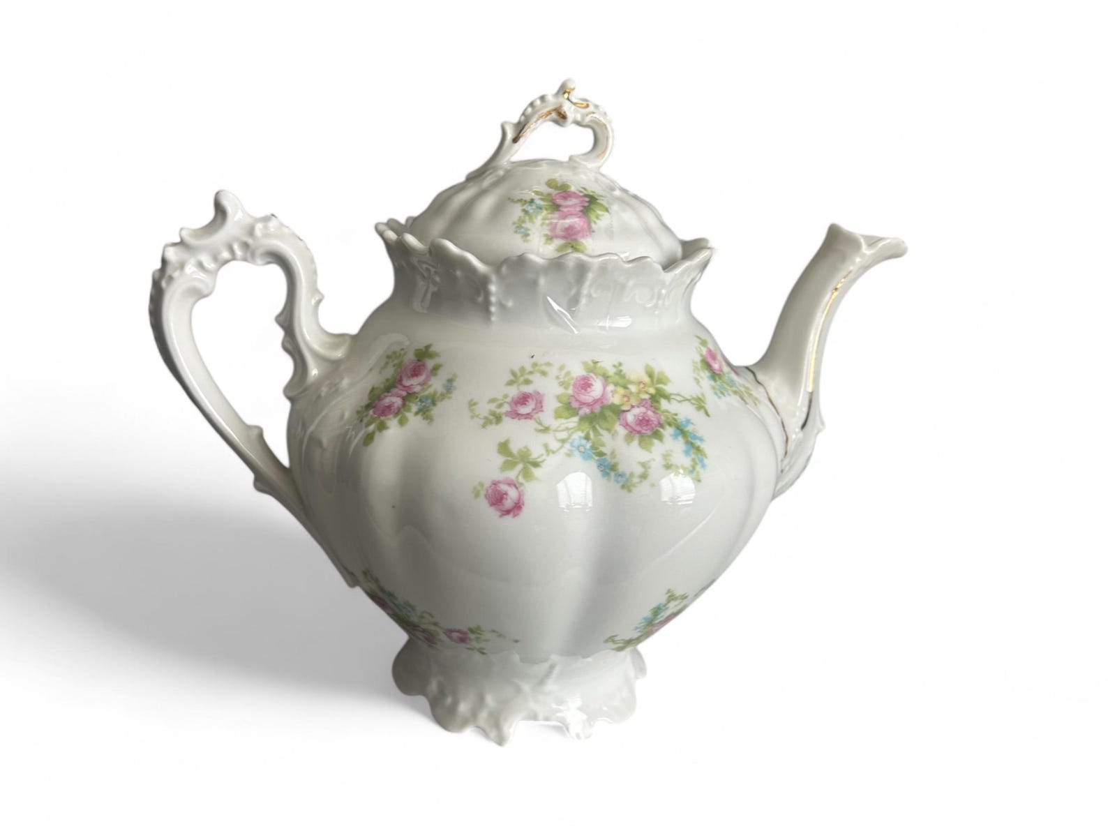 Antique Teapot With Light Pink Flowers and Leaves Made by MZ Austria ...