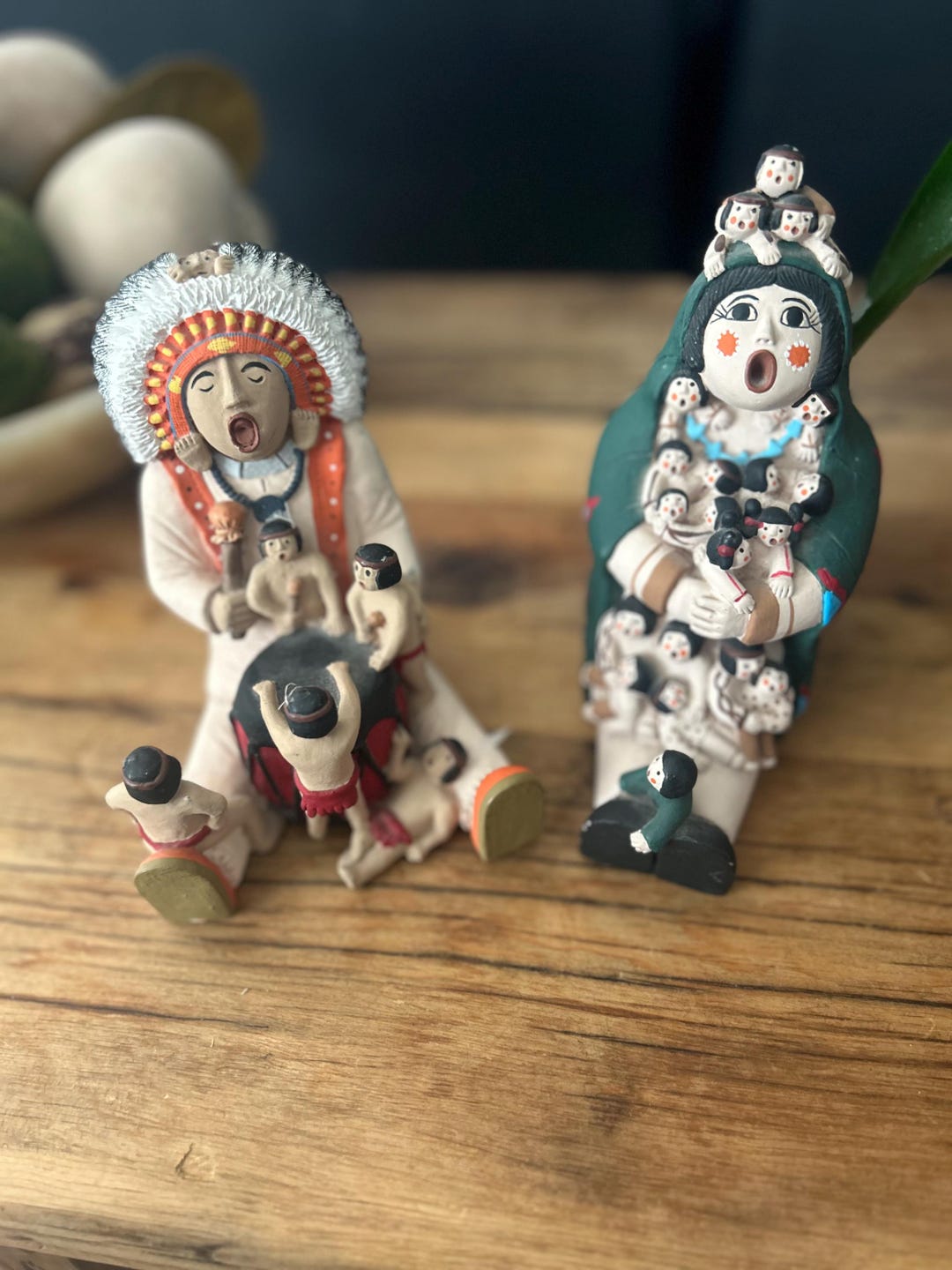 Native American Art Pottery Statues, Mother and Father Storytellers ...