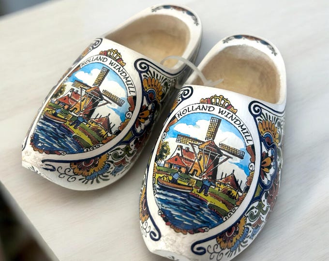 Vintage Wooden Dutch Clogs, Holland Windmill Souvenir, Kids Shoes - Etsy