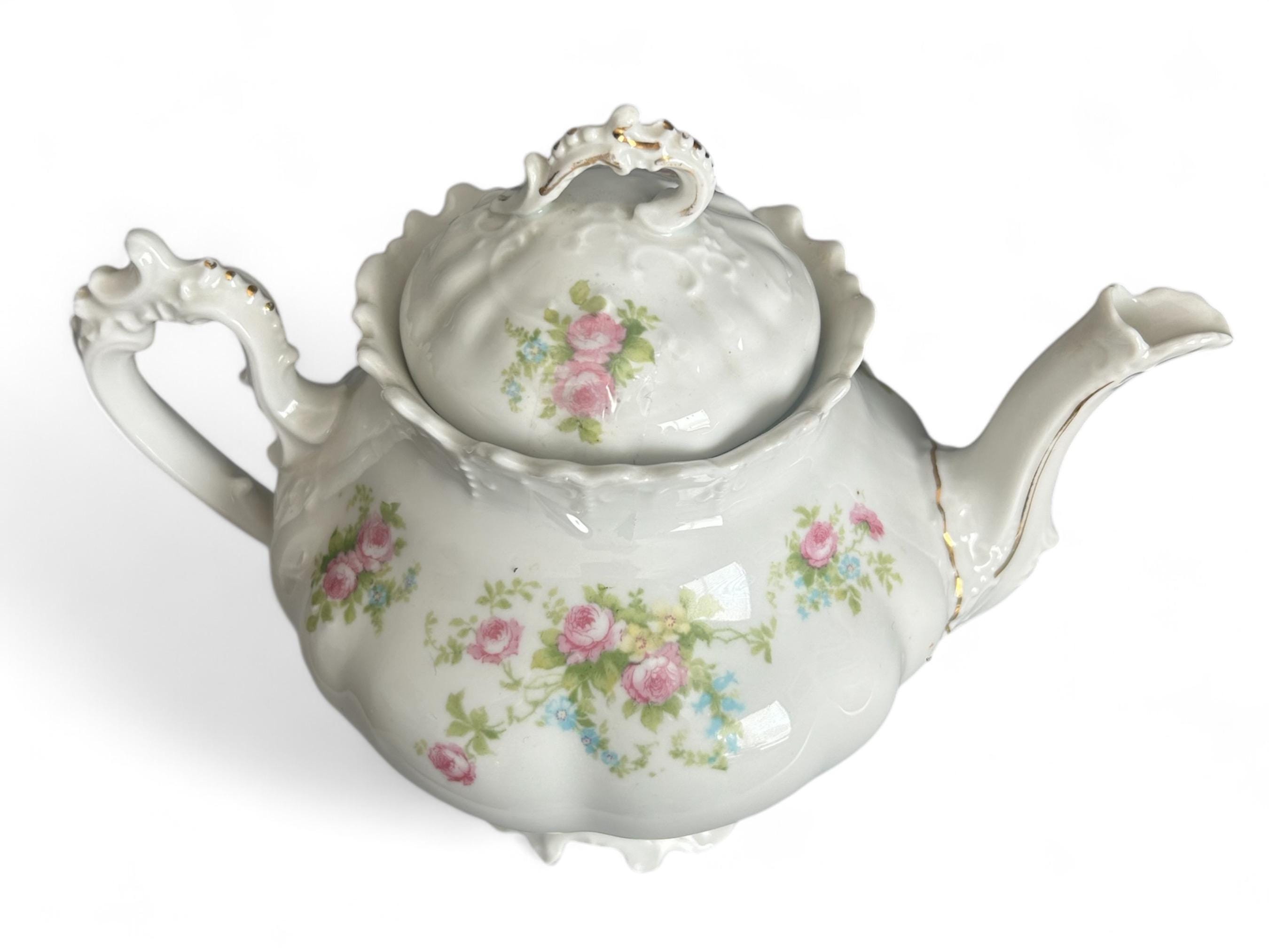 Antique Teapot With Light Pink Flowers and Leaves Made by MZ Austria ...
