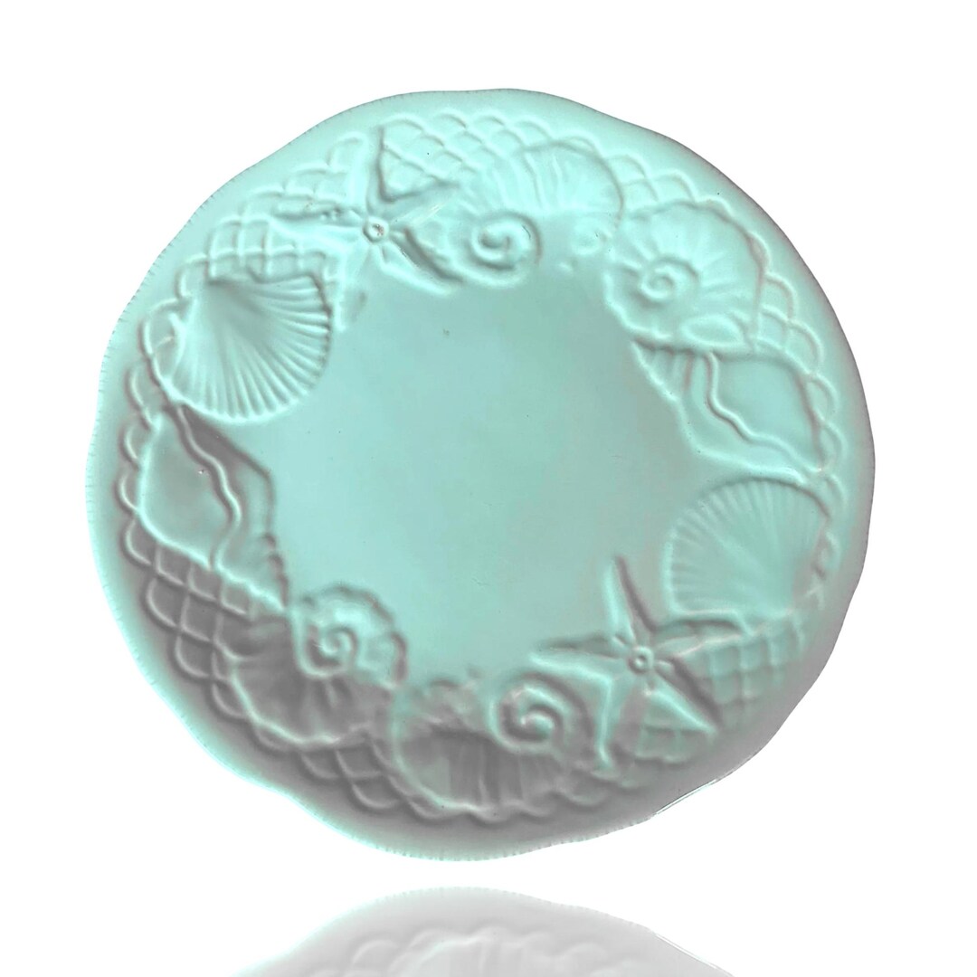 Aqua Blue Vintage Plates, Nautilus by Roscher & Co Shell Plates ...