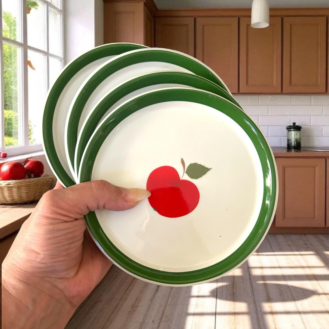 Vintage Eurotel Ceramic Apple Plates, 1960s Mexico, Set of 4 - Etsy