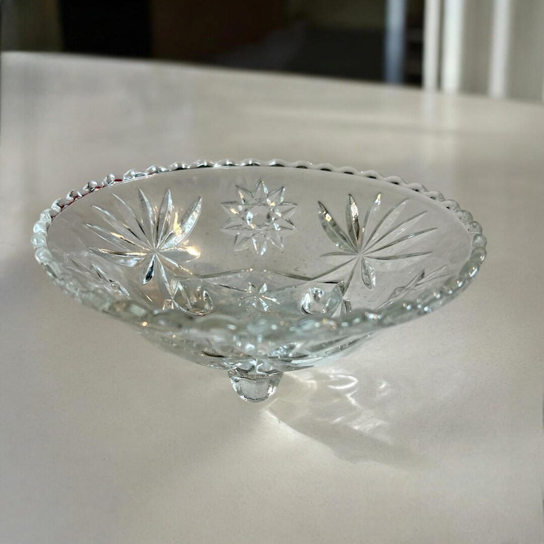 Vintage Anchor Hocking Pressed Cut Glass Serving , Early 20th Century ...