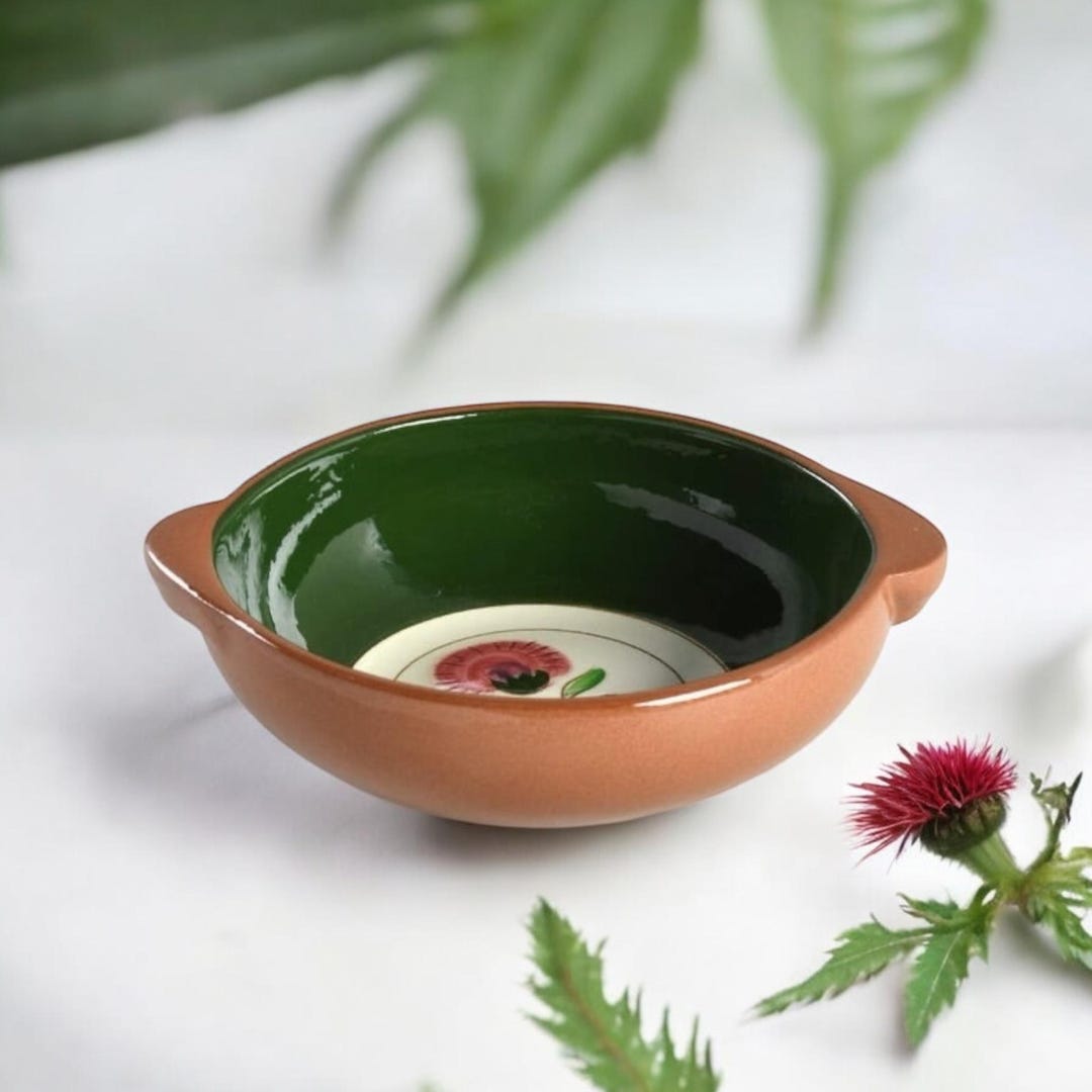 Vintage Stangl USA Pottery Crock Dish – Hand-painted Scottish Thistle ...