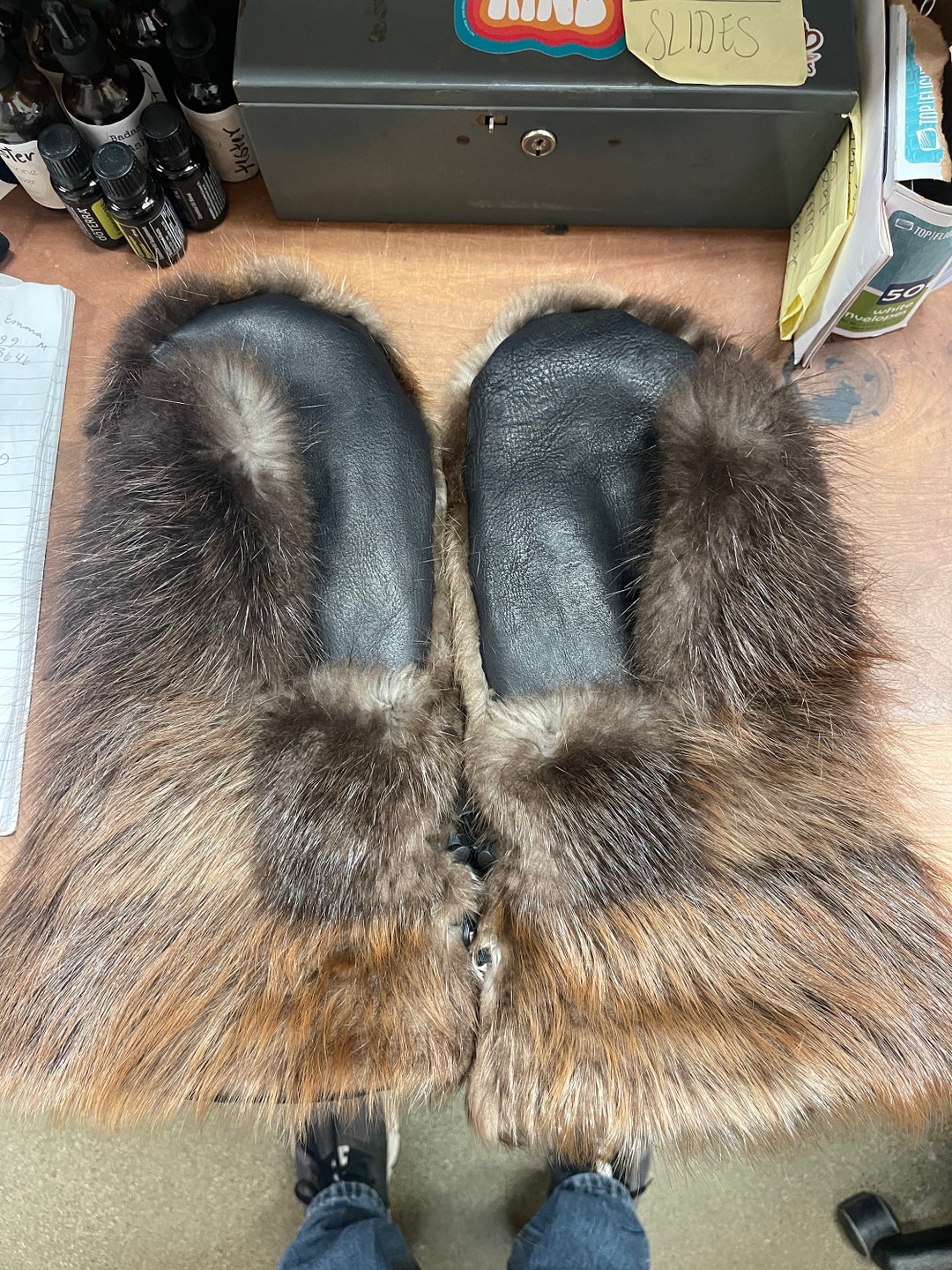 Beaver Mittens Made With Real Beaver Fur and Polar Tech Removable Liner ...