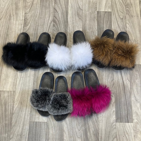 Fur Slides - Etsy
