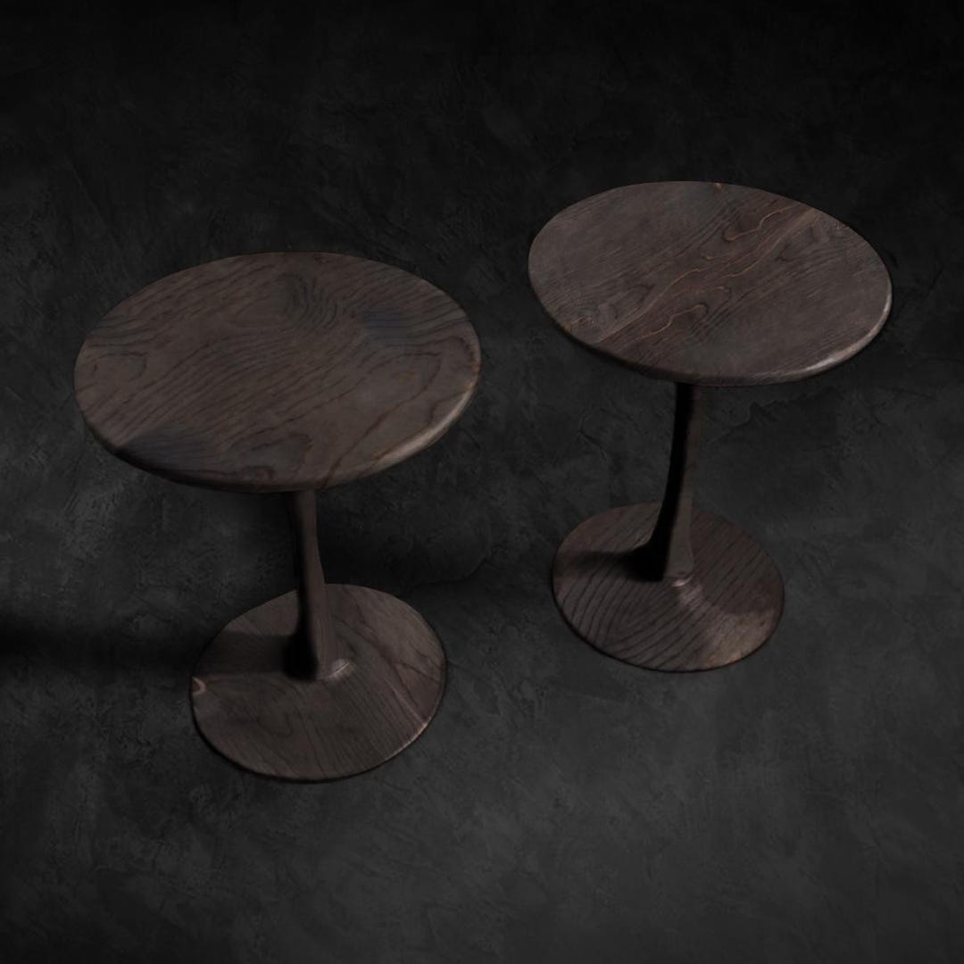 Hand Sculpted Modern Rustic Round End Table Pair - Etsy