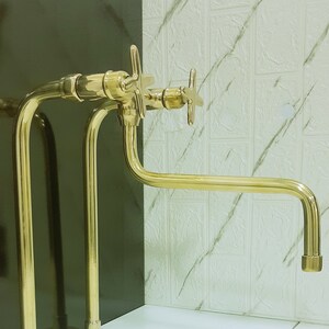 Long Leg Faucet With Curved Neck Pivot Spout From Solid Brass ...