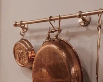 Unlacquered Brass Pot Rack Wall Mount for Kitchen With - Etsy