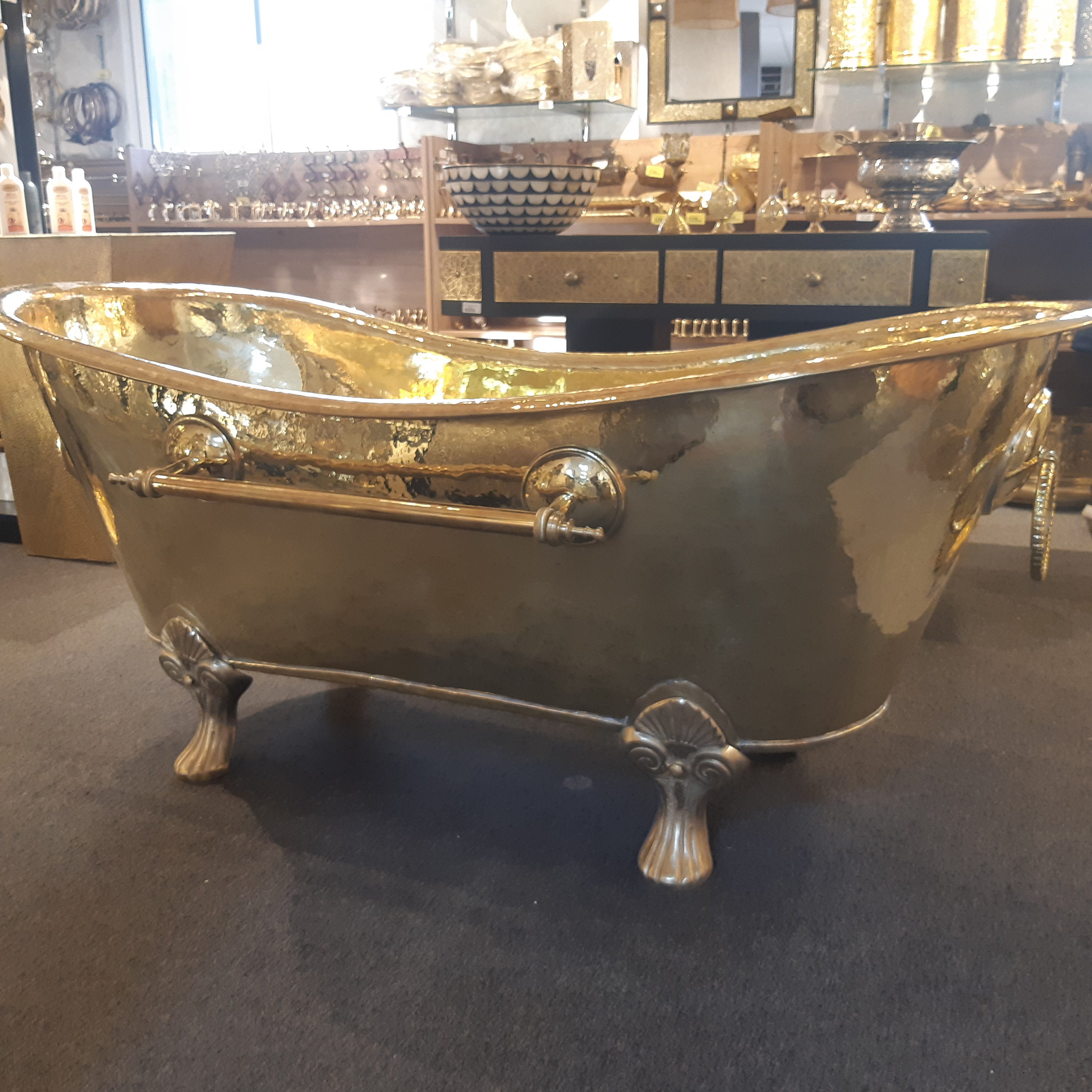 Antique Brass Bathtub, Clawfoot Brass Bathtub, Bathroom Tub in Solid ...
