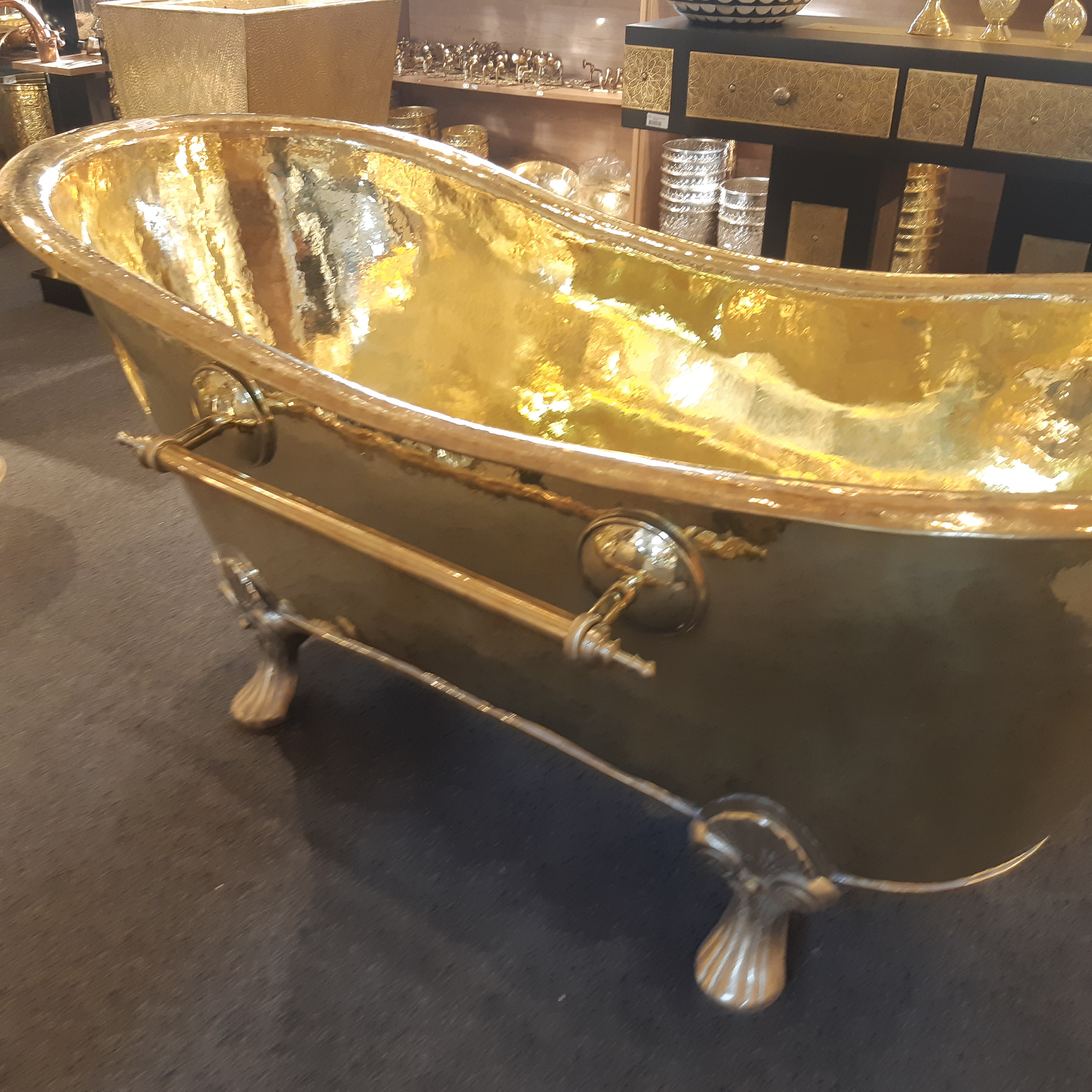Antique Brass Bathtub, Clawfoot Brass Bathtub, Bathroom Tub in Solid ...