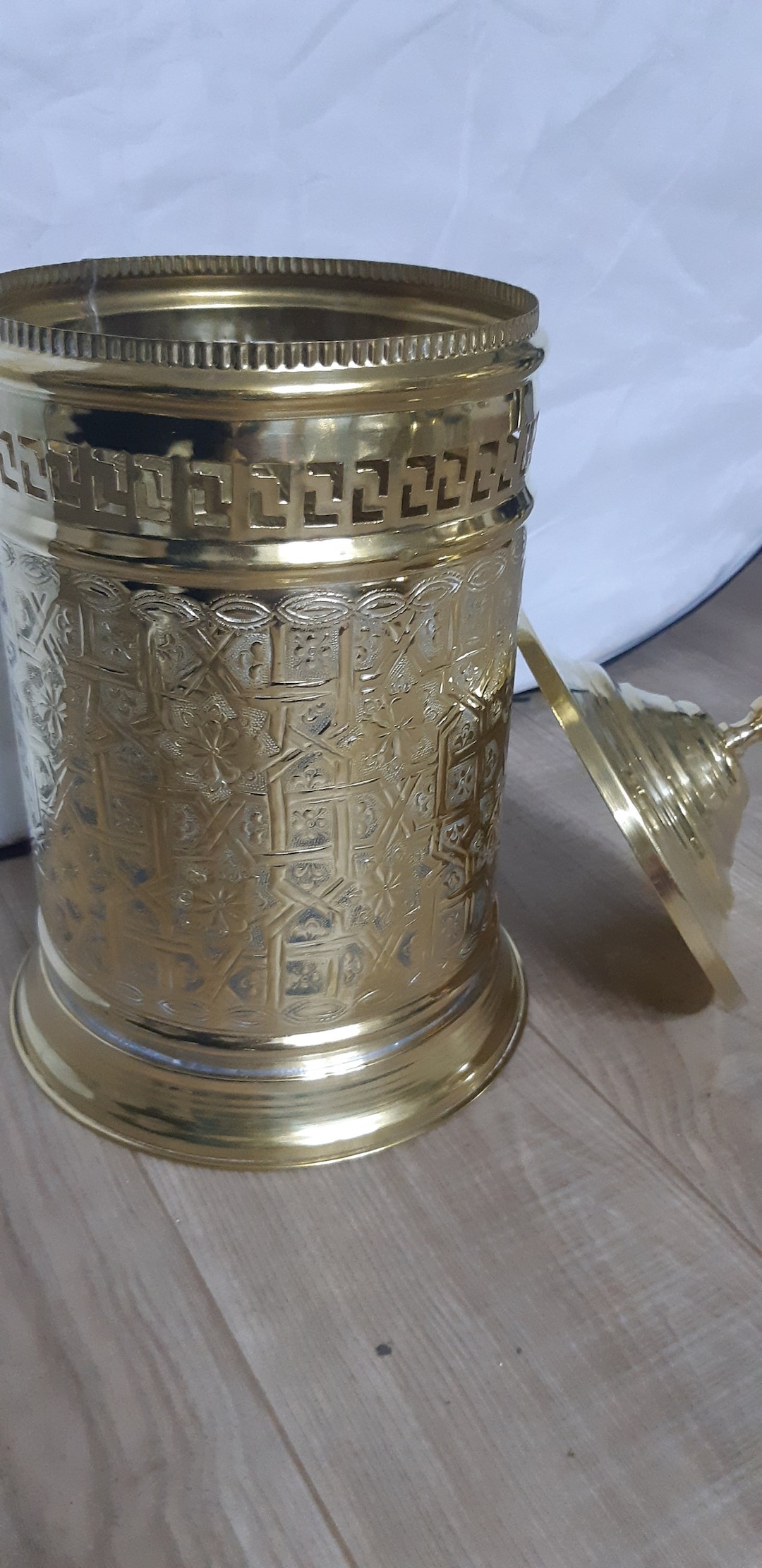 Brass Waste Paper Basket - Handcrafted BRASS TRASH CAN, Brass Waste Bin ...
