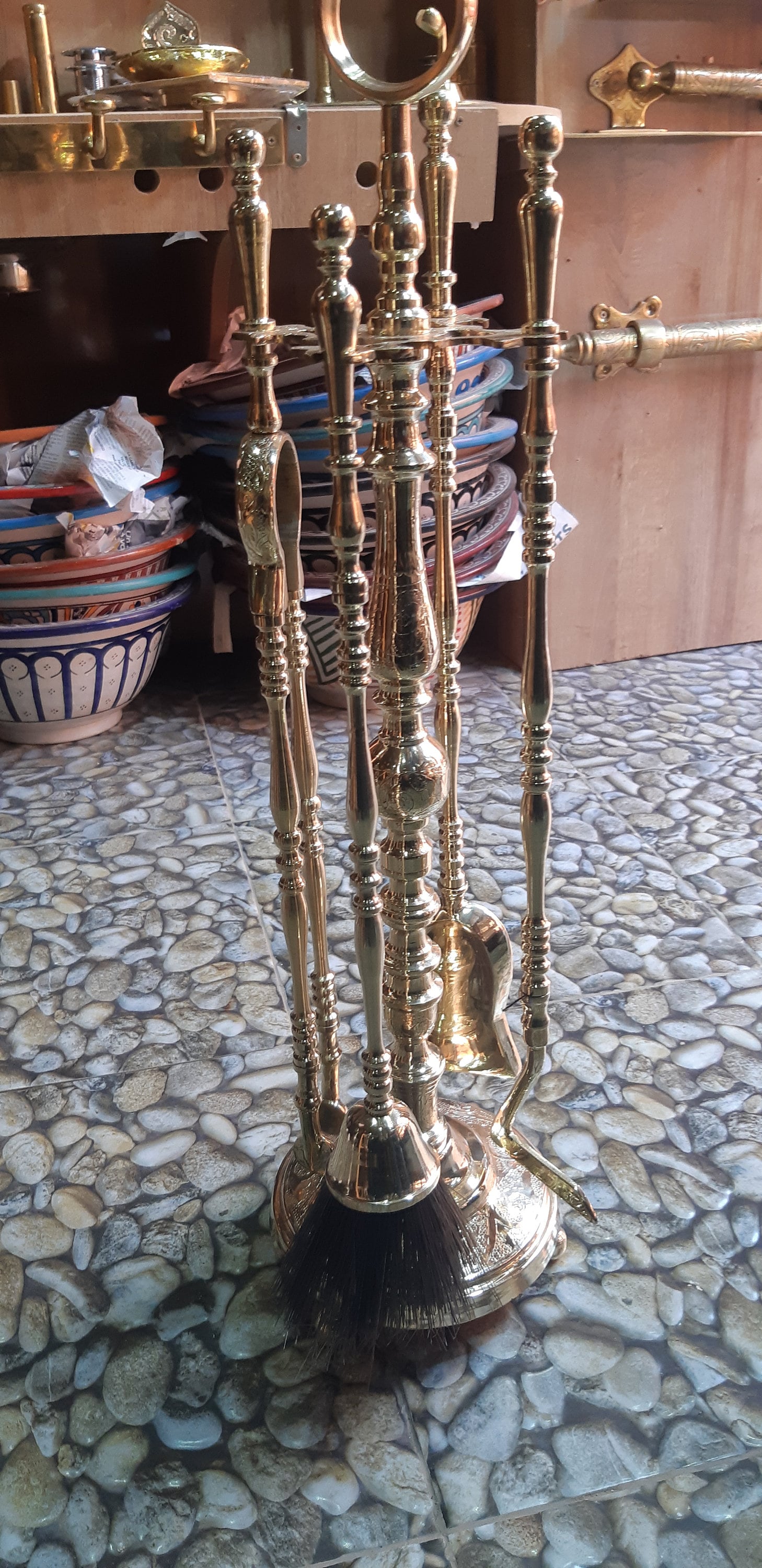 Set of Fireplace Tools With Stand From Solid Brass Unlacquered Vintage ...