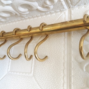 Unlacquered Brass Pot Rack Wall Mount for Kitchen With "s" Hooks ...