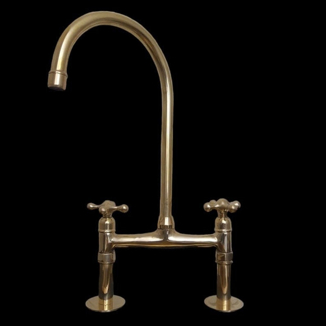 Unlacquered Solid Brass Kitchen Faucet , Brass Sink Faucet, Kitchen ...
