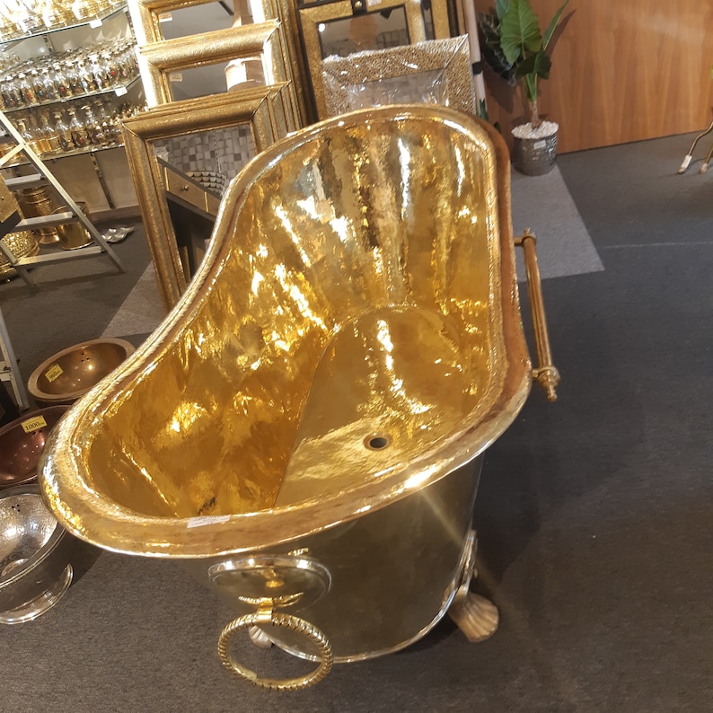 Antique Brass Bathtub, Clawfoot Brass Bathtub, Bathroom Tub in Solid ...