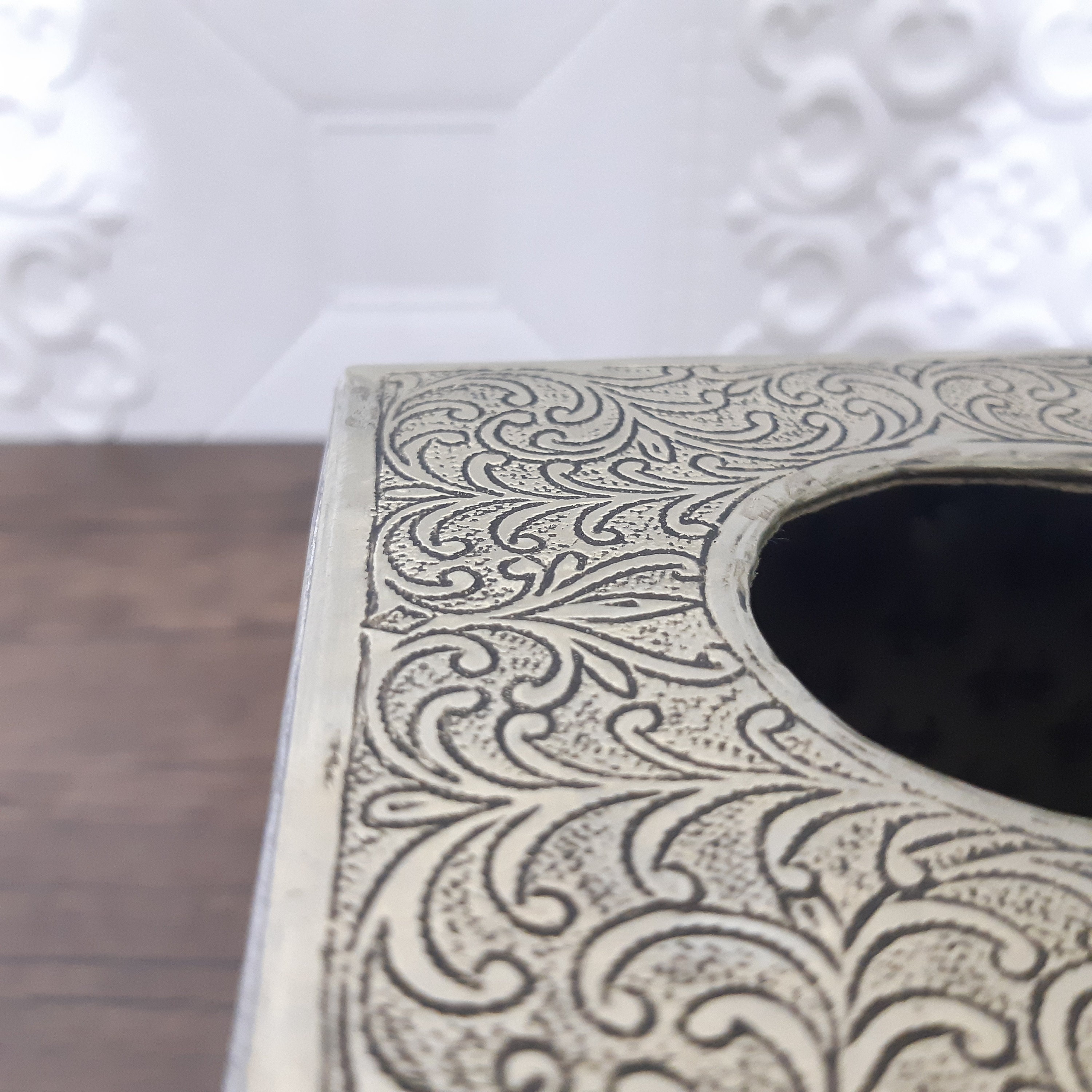 Engraved Solid Brass Tissue Box Brass Tissue Box Cover Tissue Holder ...