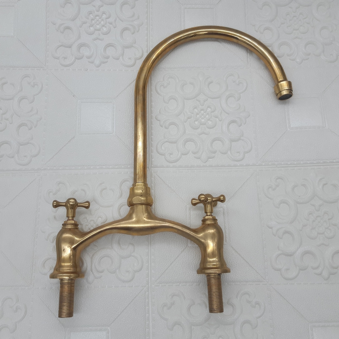 8" Arched Bridge Faucet - 2 Handles Kitchen Faucet - Polished ...
