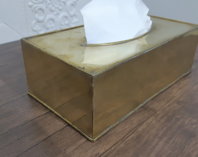 Vintage Brass Tissue Box Holder With Seashell Embellishment, Retro ...