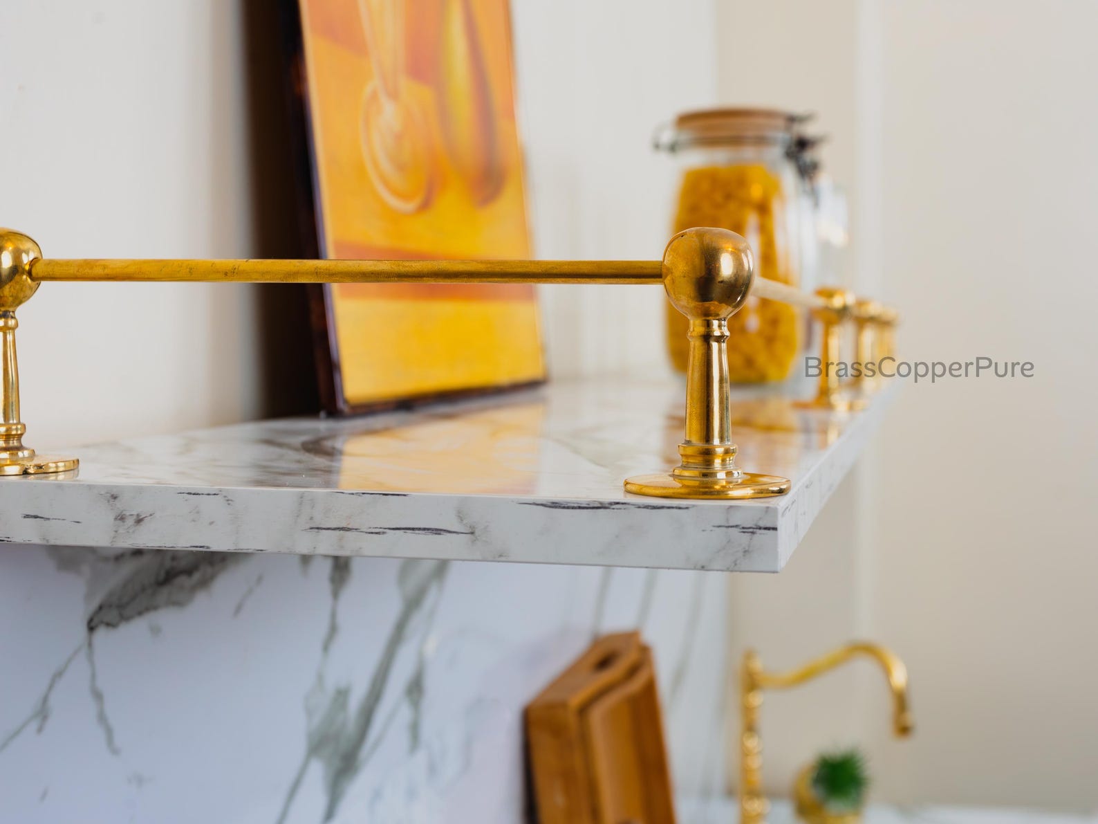 Unlacquered Solid Brass Gallery Rails for Wooden Shelves - Tipping Rail ...