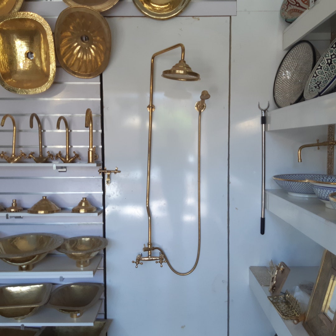 Exposed Solid Brass Shower System - Unlacquered Brass Shower System ...