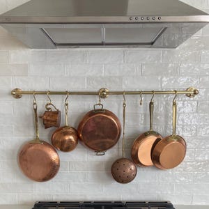 Unlacquered Brass Pot Rack Wall Mount for Kitchen With "s" Hooks ...