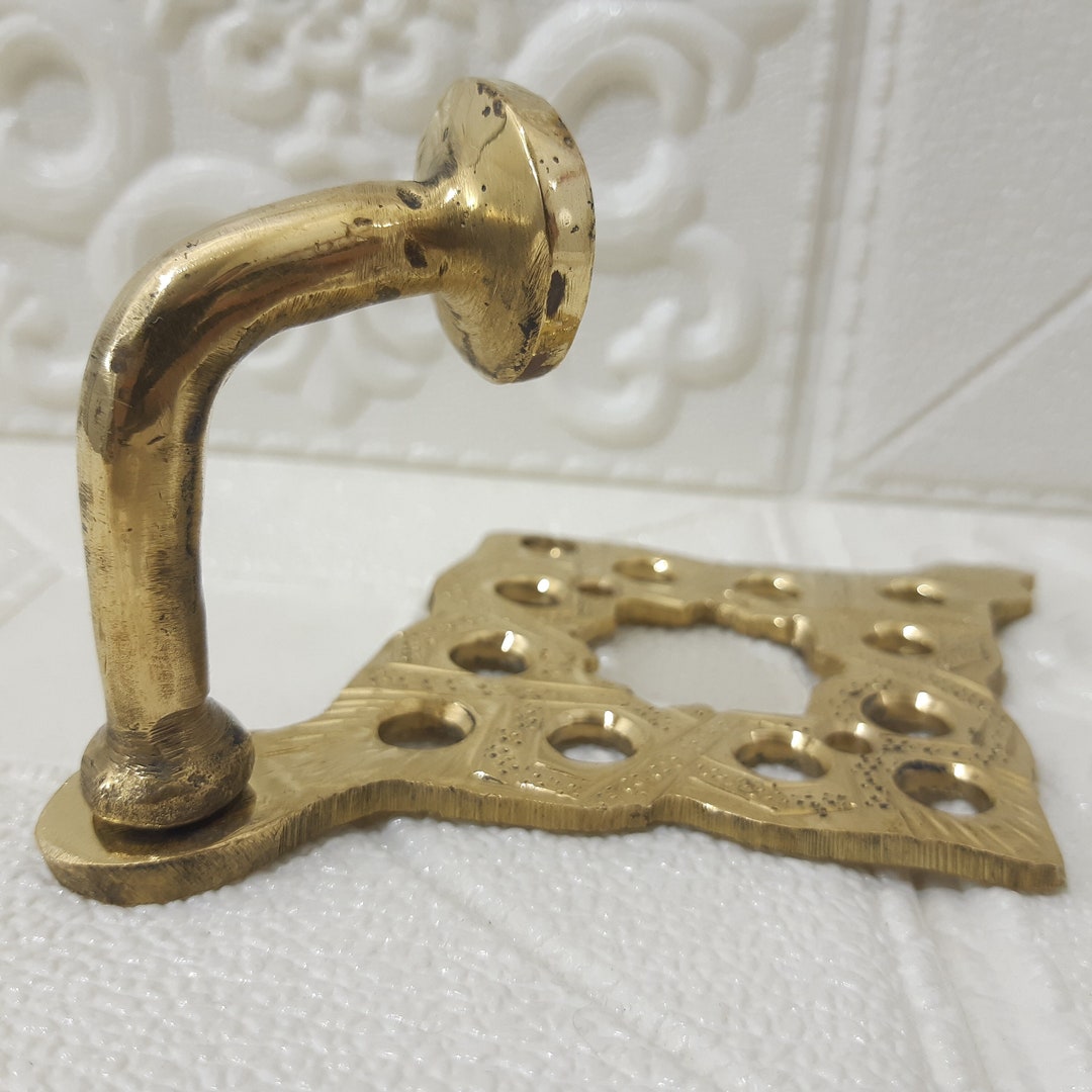 Unlacquered Solid Brass Hooks - Vintage Solid Brass Clothes Hooks Wall Hanging- Unlacquered ...