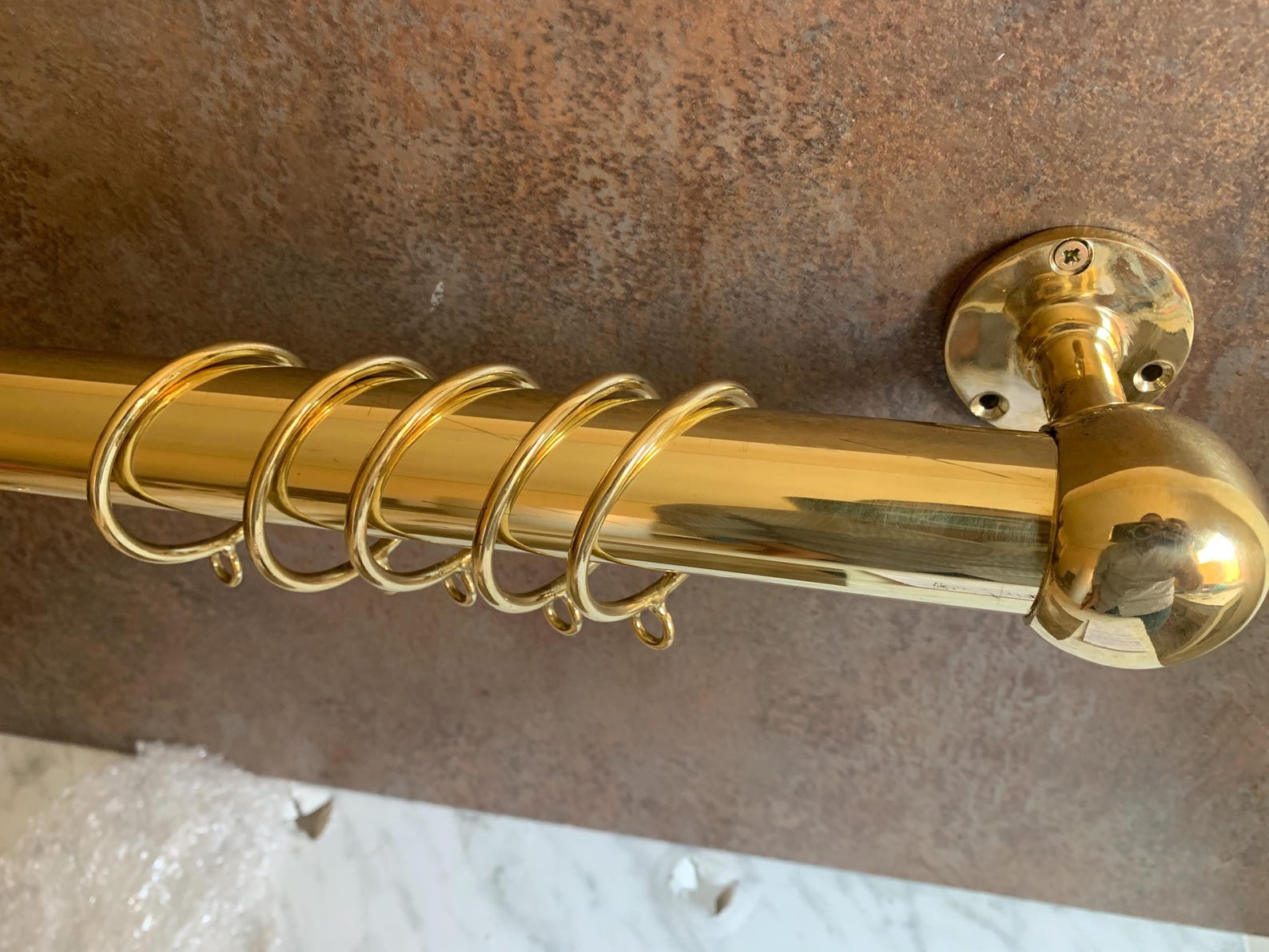Unlacquered Brass Curtain Rod | Solid Brass Curtain Rod With Rings ...