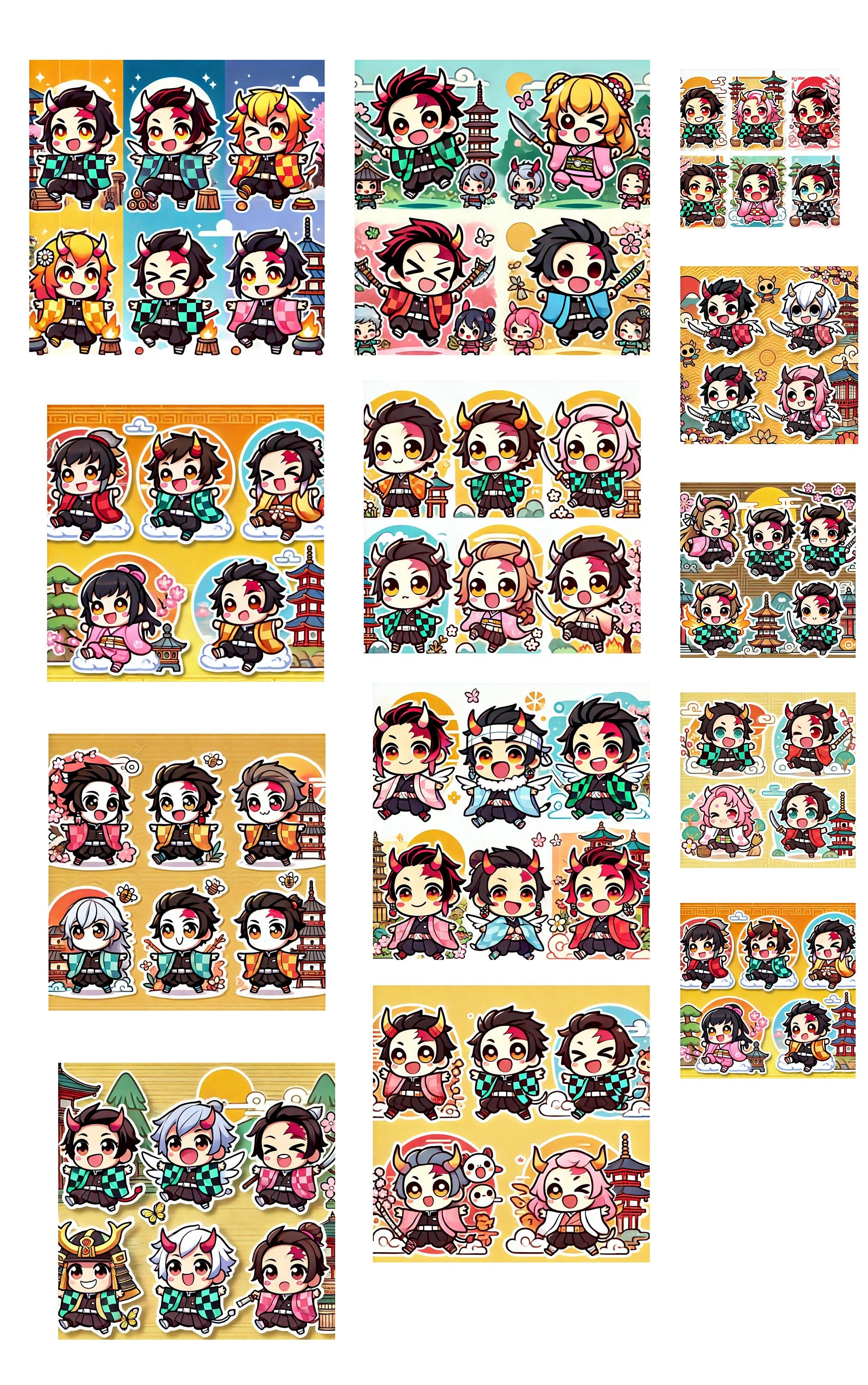 Demon Slayer Chibi Style Set Cute Anime Figures Collectible Manga ...