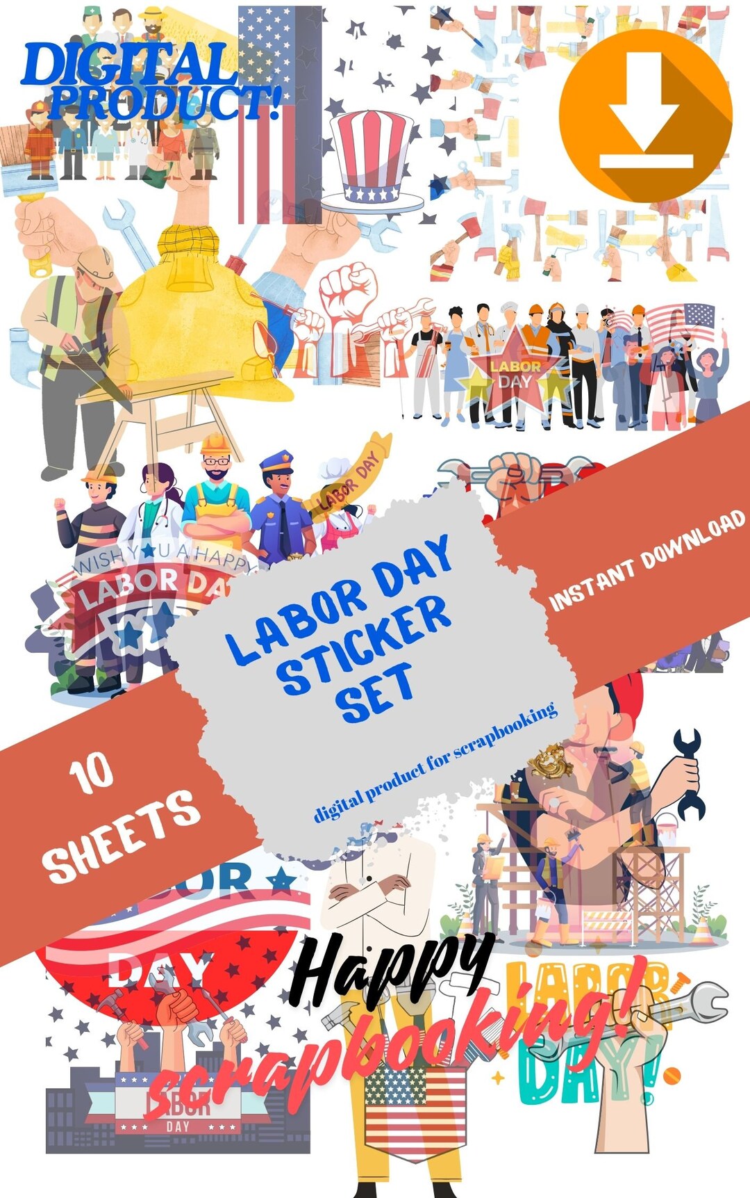 Labor Day Sticker Celebrate USA Holiday With Festive Decals, Perfect ...