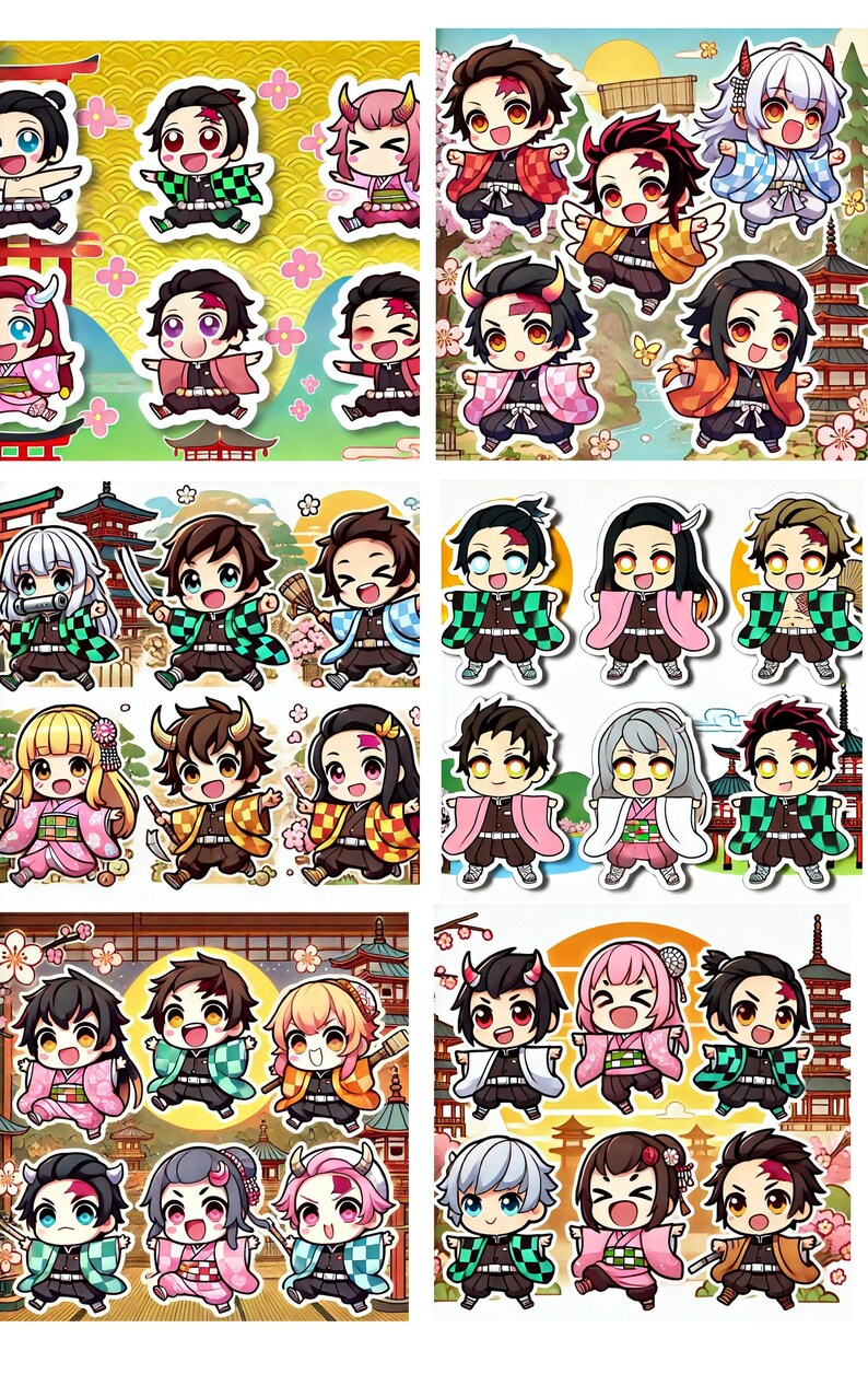 Demon Slayer Chibi Style Set Cute Anime Figures Collectible Manga ...