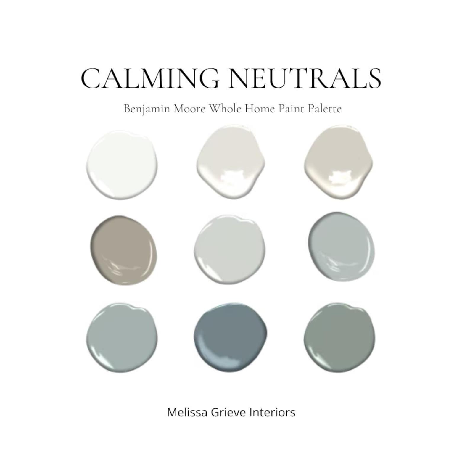 Benjamin Moore Calming Neutral Whole House Paint Palette (digital ...