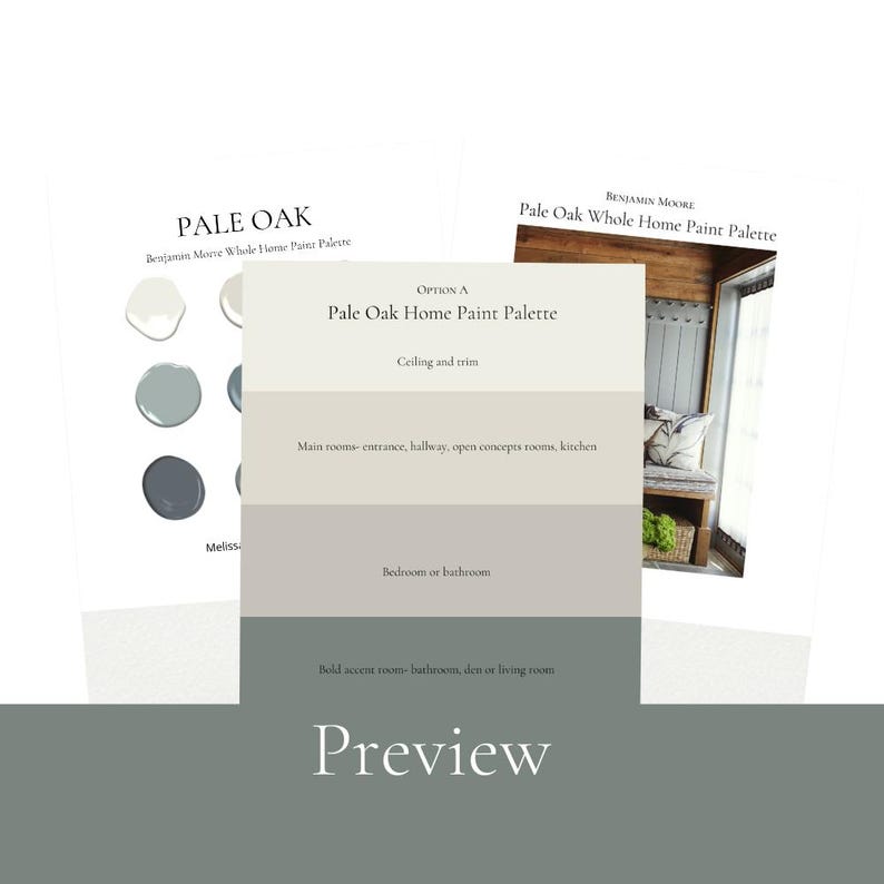 Pale Oak Benjamin Moore Whole House Paint Palette (digital Download) - Etsy