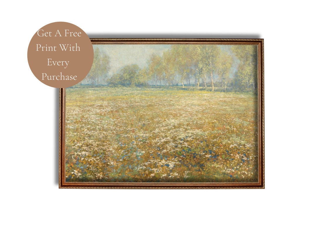 Wildflower Field Landscape Print Country Field Wall Art Instant Digital ...