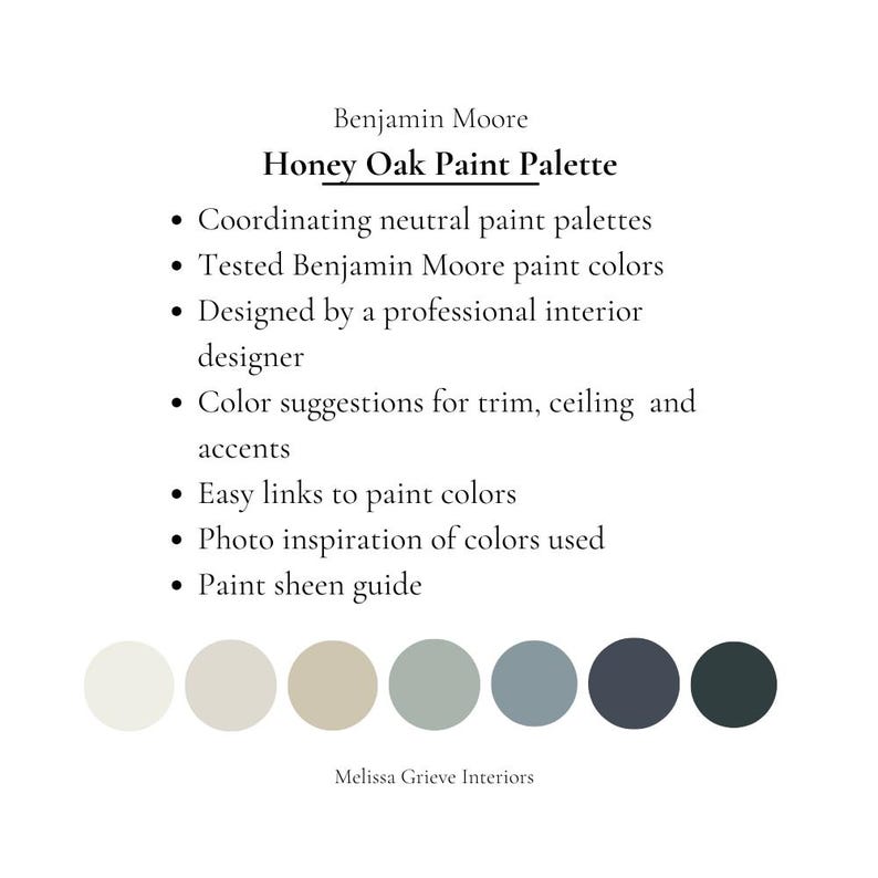 Honey Oak Benjamin Moore Paint Palette: Whole Home Color Guide (digital ...