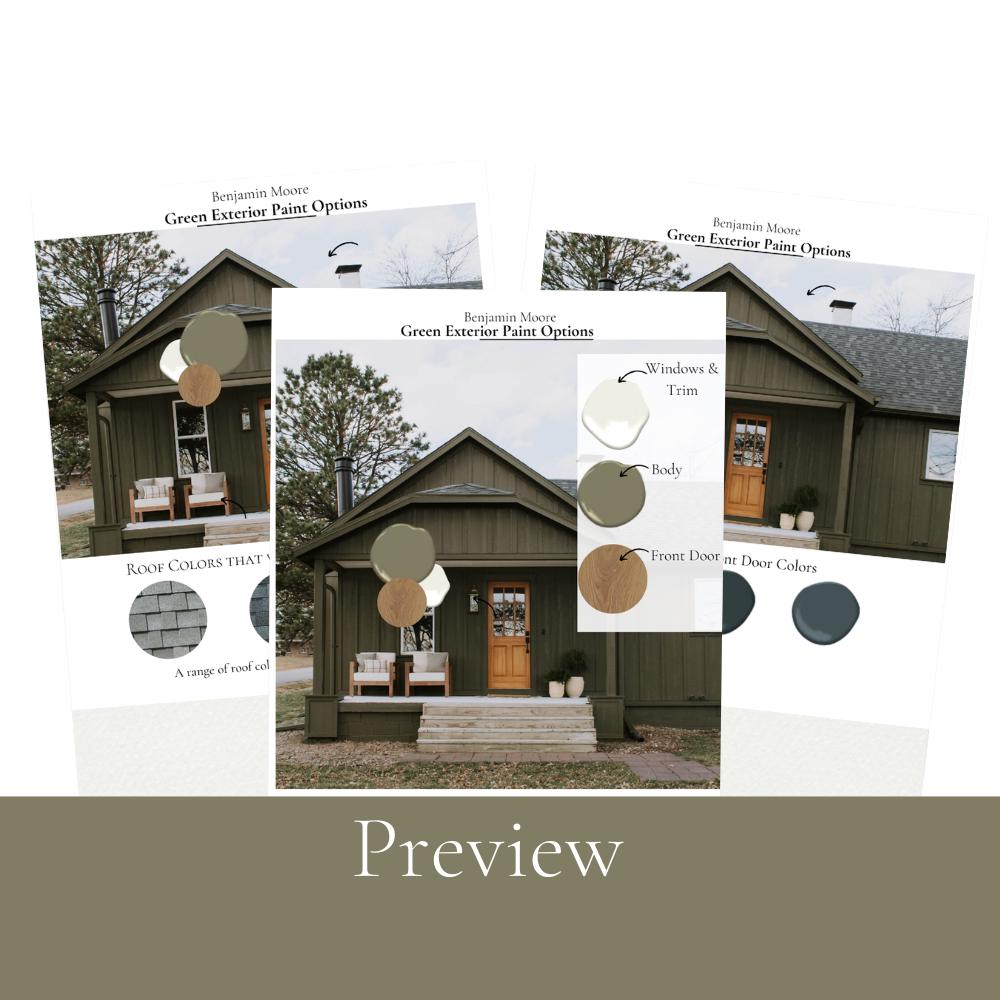 Green House Exterior Paint Palette: Benjamin Moore Colors (digital ...