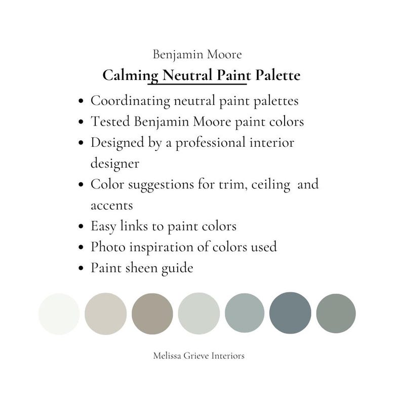 Benjamin Moore Calming Neutral Whole House Paint Palette (digital ...