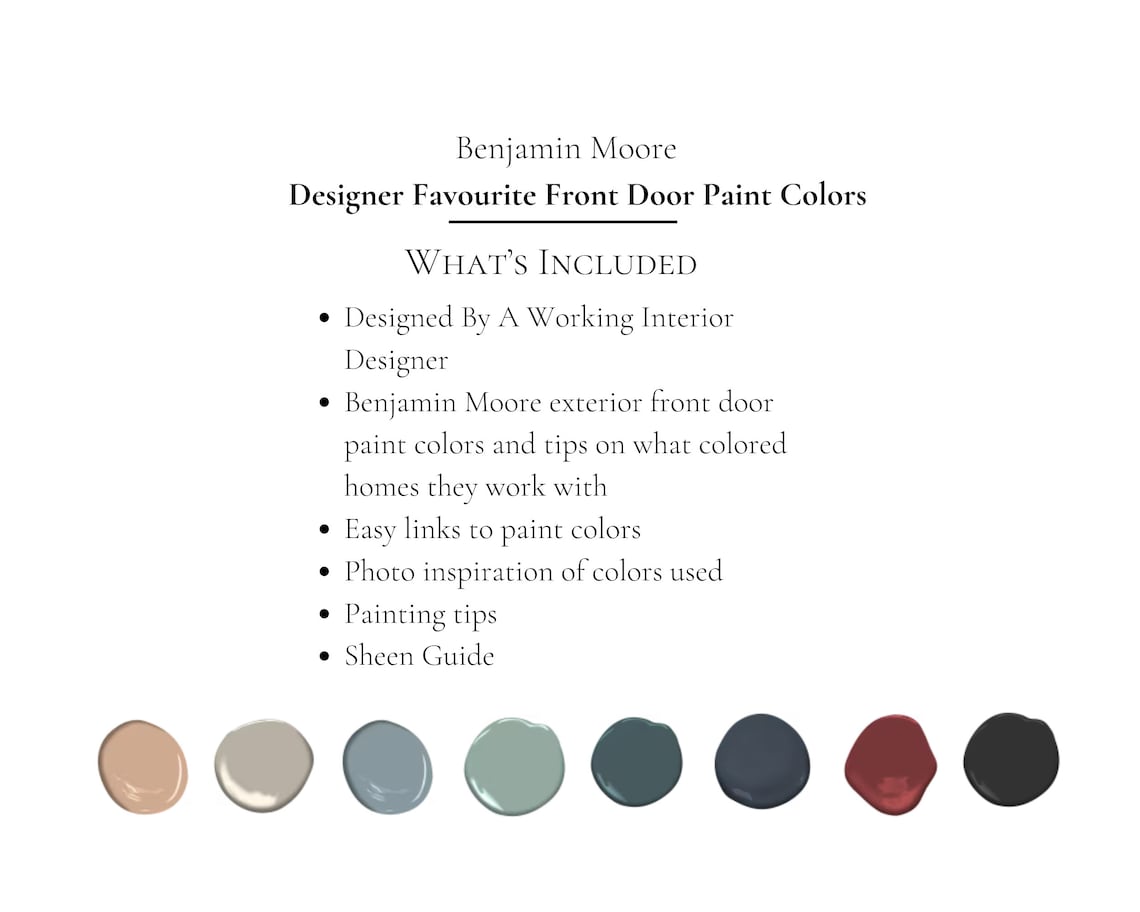 Front Door Paint Colors: Designer Benjamin Moore Palette (PDF Download ...