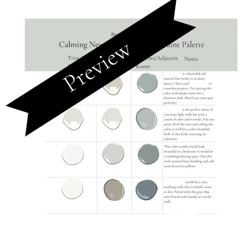 Benjamin Moore Calming Neutral Whole House Paint Palette (digital ...