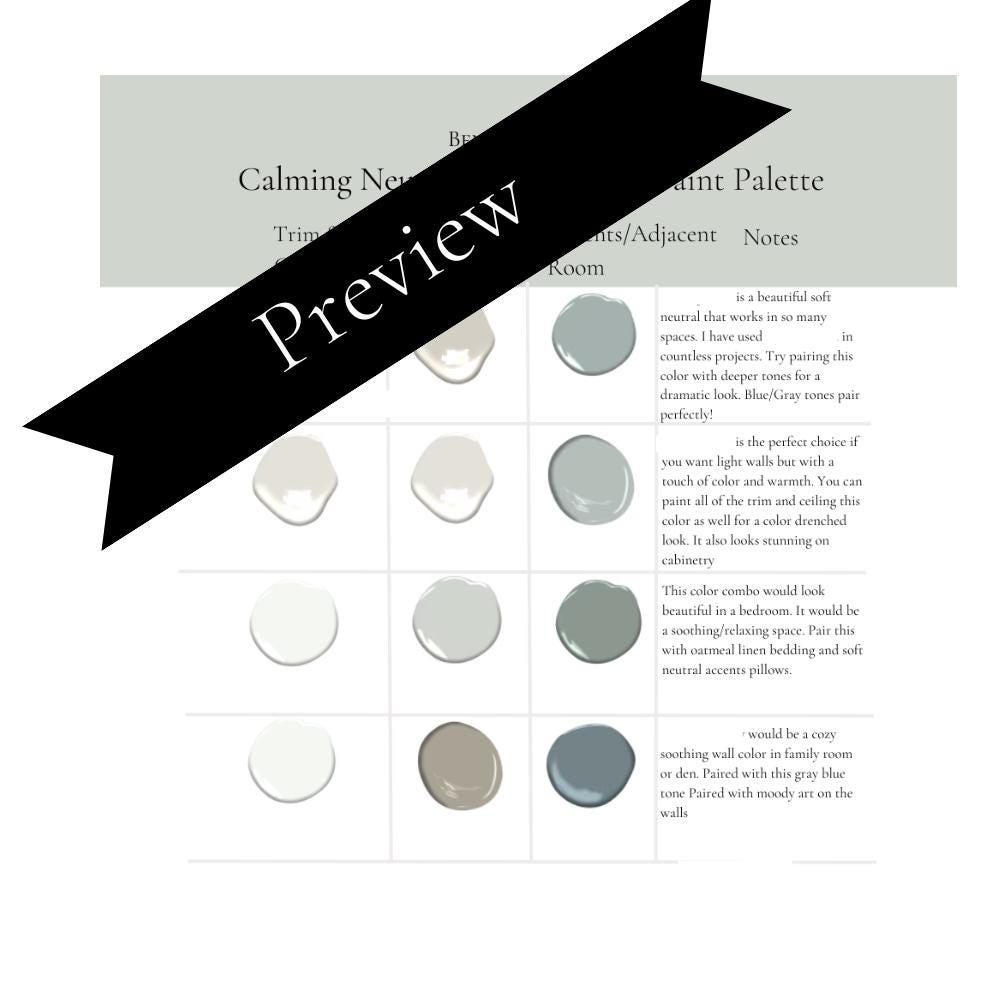Benjamin Moore Calming Neutral Whole House Paint Palette (digital ...