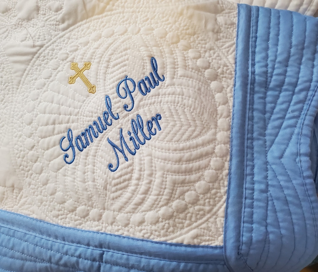 Blessing Baby Quilt, Christening Monogrammed Quilt, Baptism Quilt ...