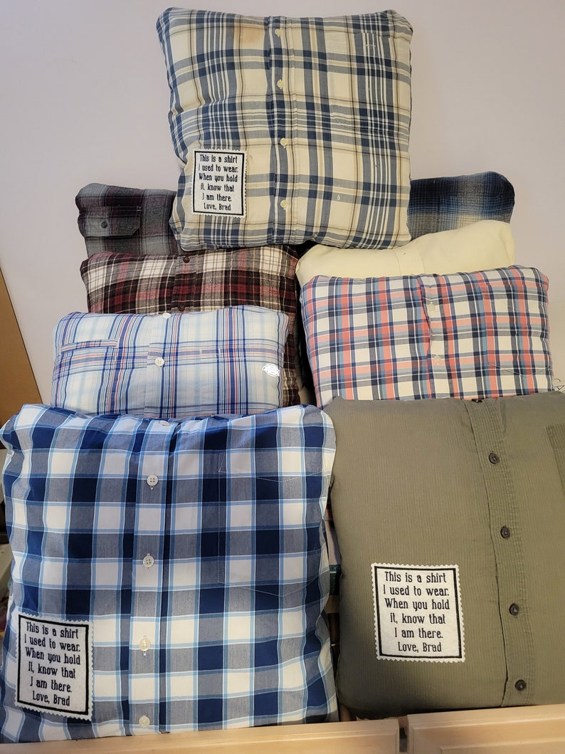 Set of 3 Memory Pillow Rememberance Gift Made From Loved Ones Clothes ...