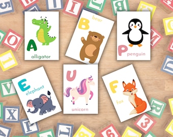 Animal Alphabet Card Set Alphabet Flash Cards Abc Nursery Wall - Etsy