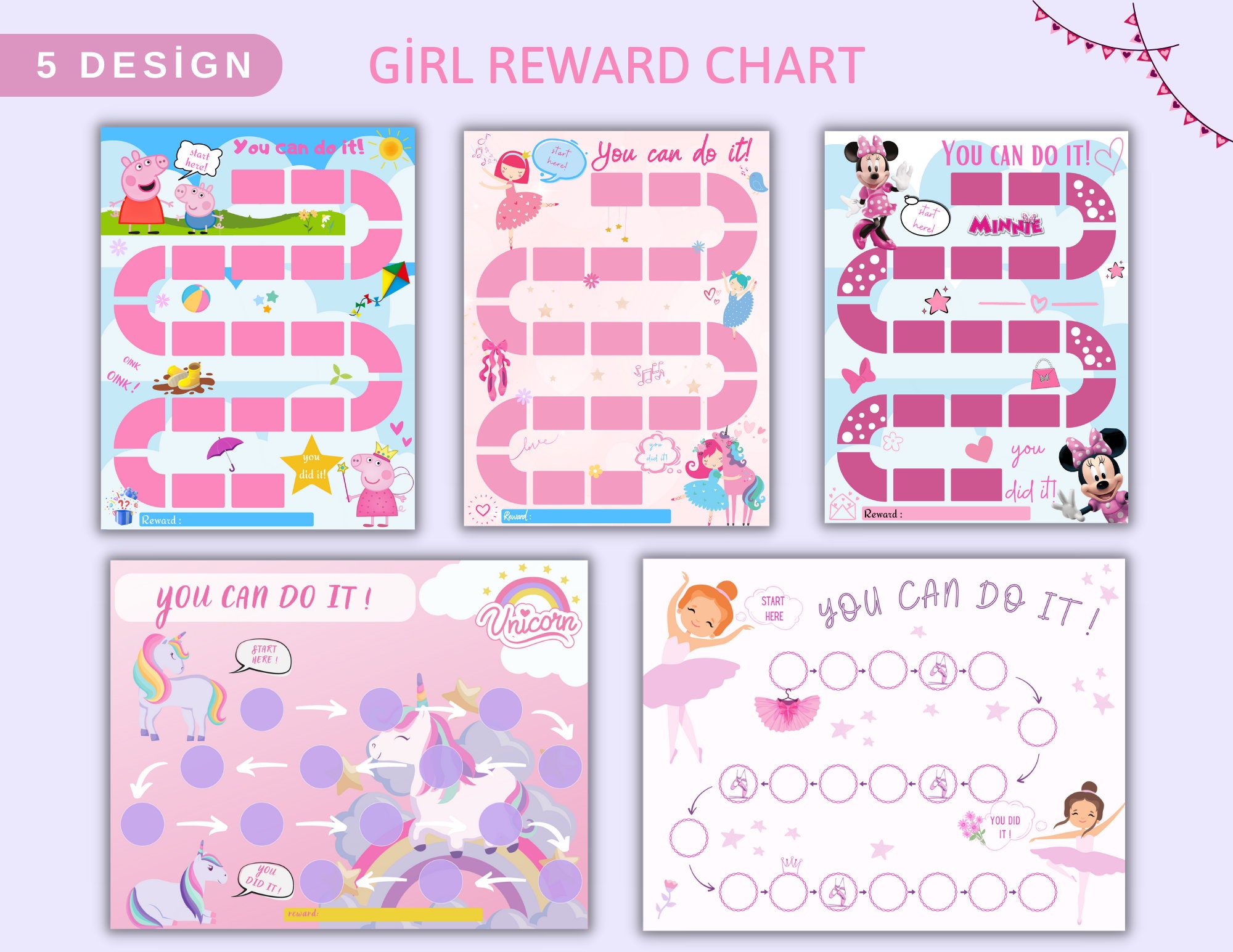 Girl Reward Chart Printable Kids Chart Printable - Etsy Australia