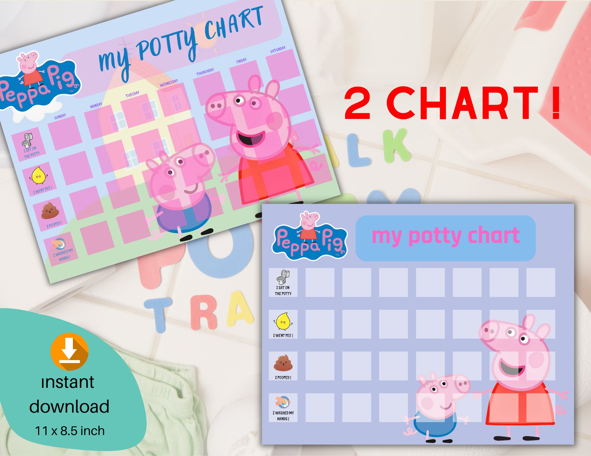 Peppa Pig's Potty Chart Printable Potty Training Prize - Etsy Australia