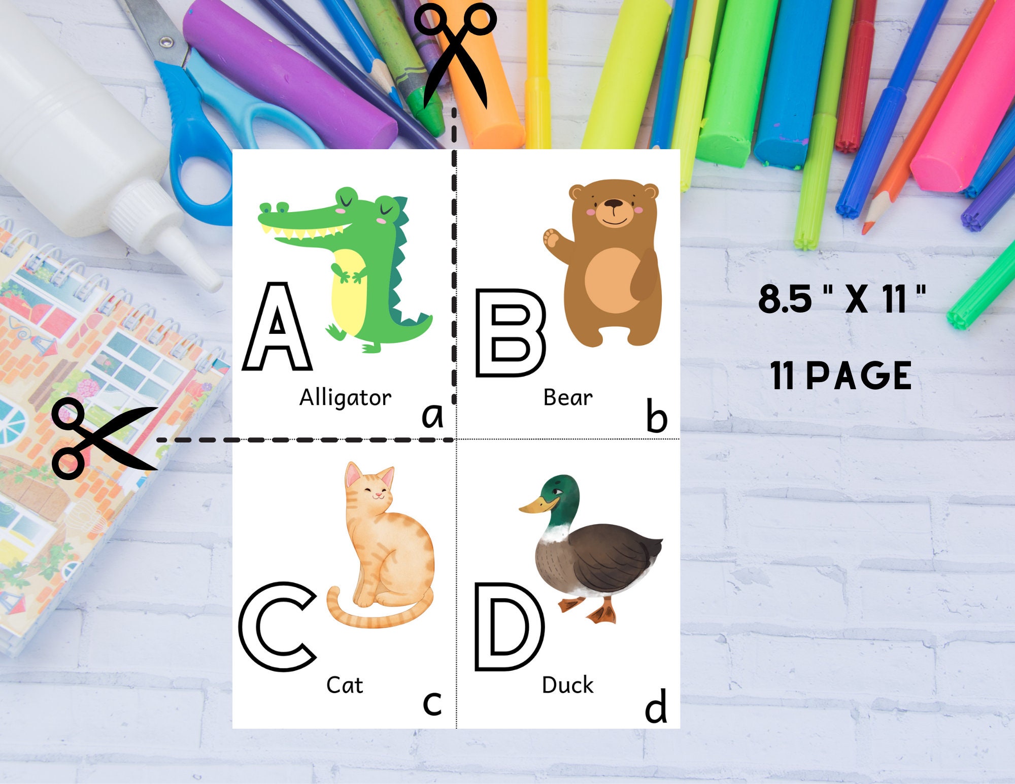 ABC Flash Cards, Animal Alphabet Card Set, Alphabet Flash Cards Abc ...